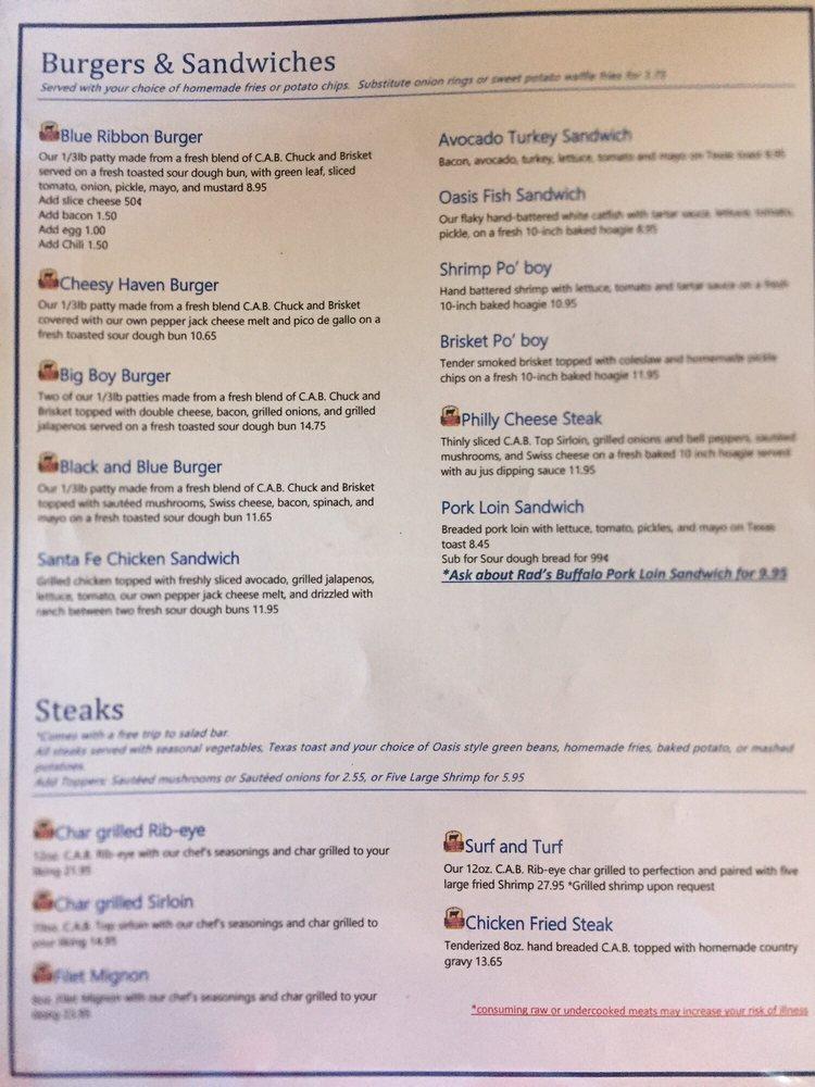Menu at Blue Oasis Bar & Grill, Del Rio