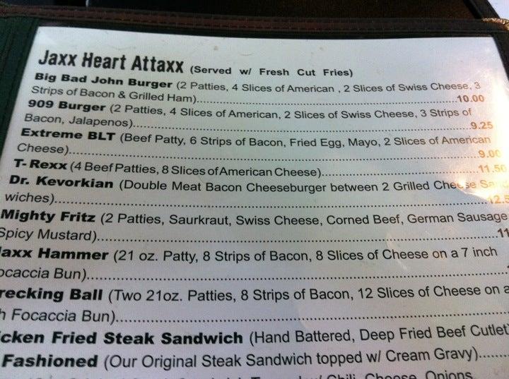 Menu at Jaxx Burgers restaurant, Paris
