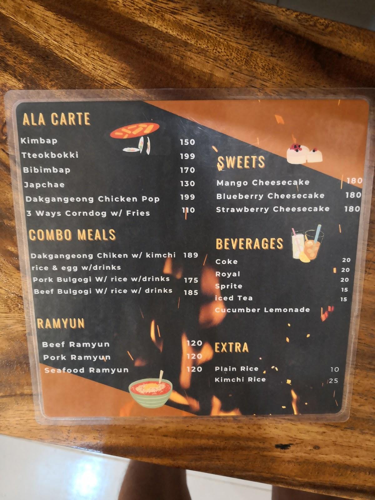 Menu at Boss Mack Samgyupsal restaurant, Isabel