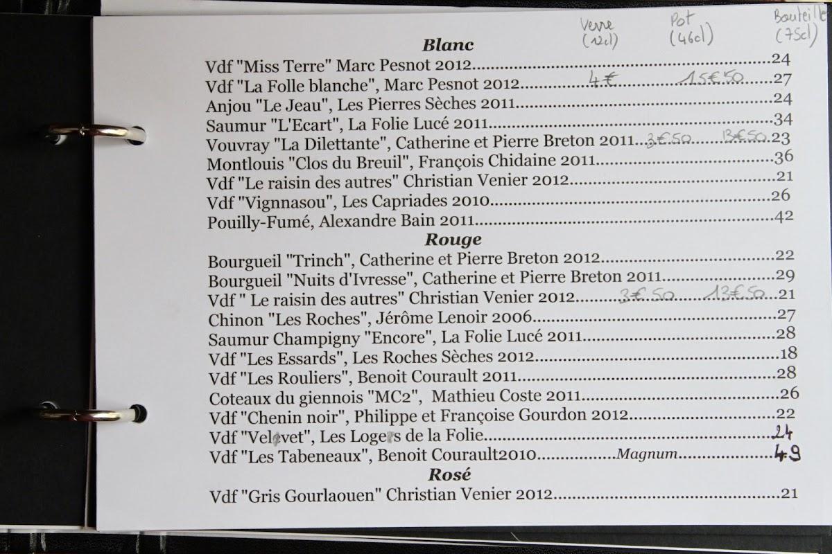 Menu au Chez Paul restaurant, Rennes