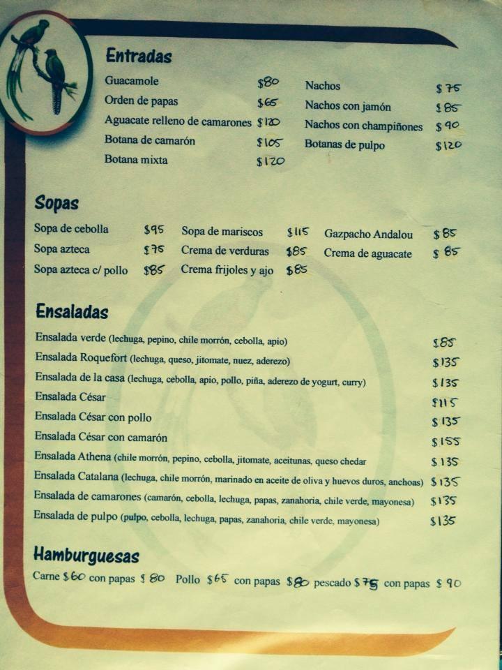 Menu at El quetzal melaque jalisco restaurant, San Patricio