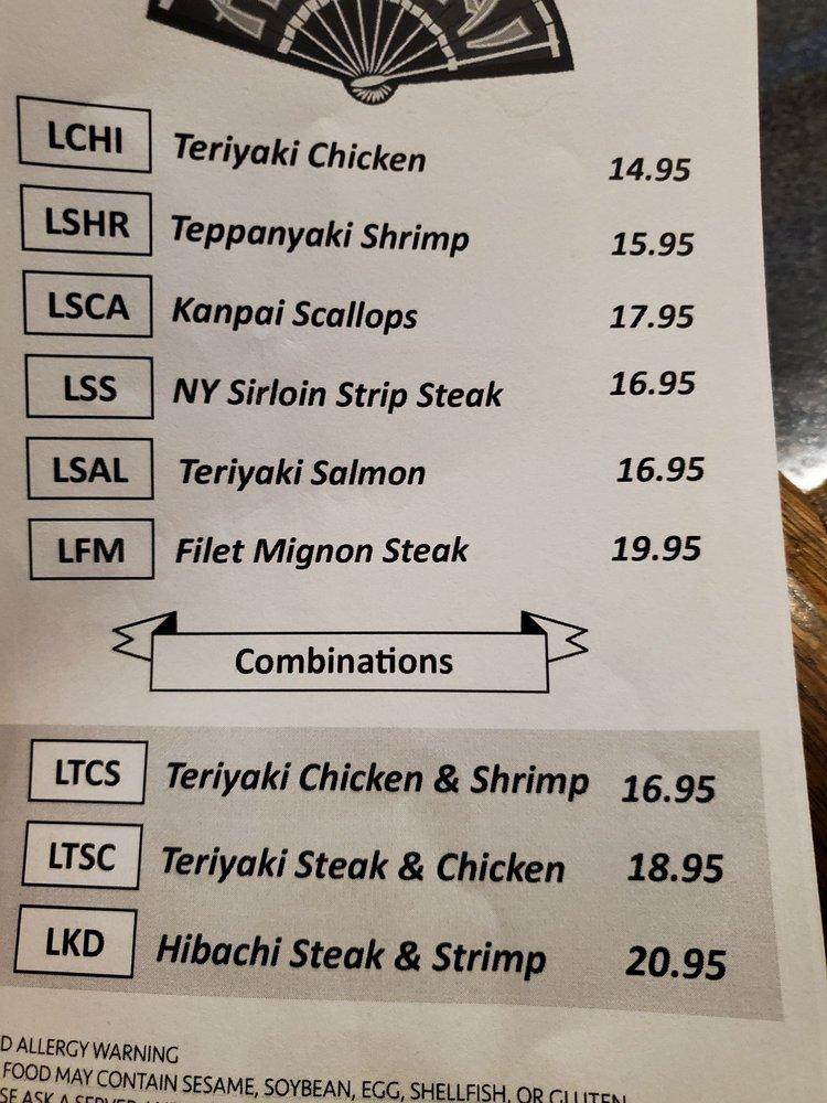 Menu at Kanpai Japanese Steak House and Sushi steakhouse, Richmond, W ...