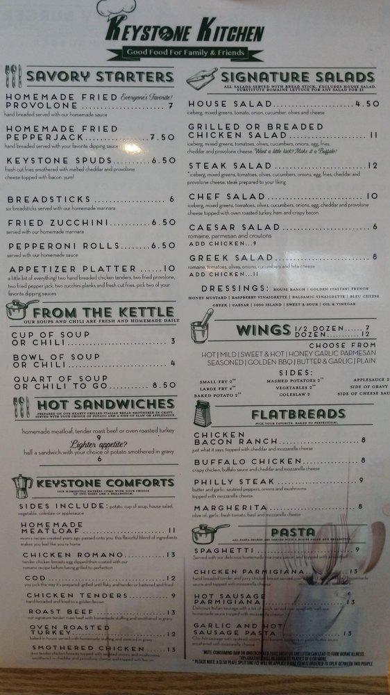 Menu at Keystone Kitchen restaurant, New Alexandria