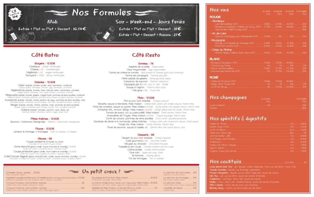 Menu at L'Angle cafe, Paris, 28 Rue de Ponthieu