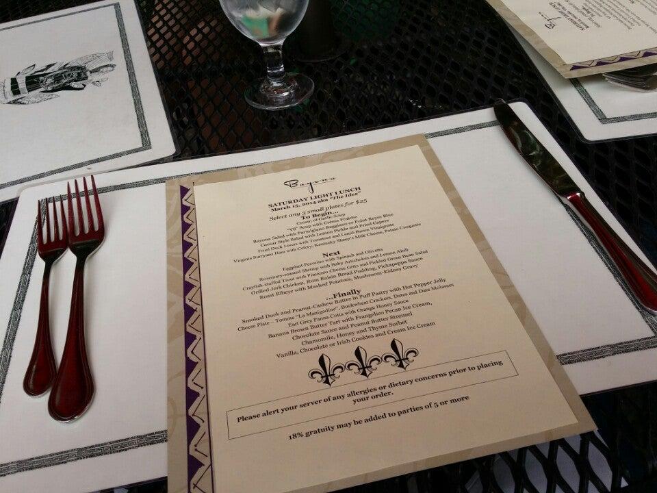 Menu at Bayona pub & bar, New Orleans