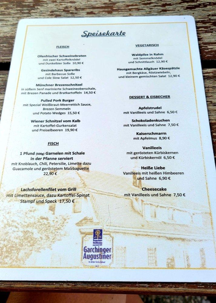 Speisekarte von Garchinger Augustiner restaurant, Garching bei München