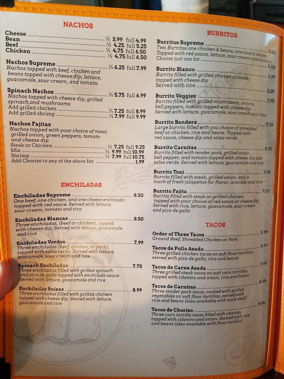 Menu at Sol Mexican Restaurant, Carrollton