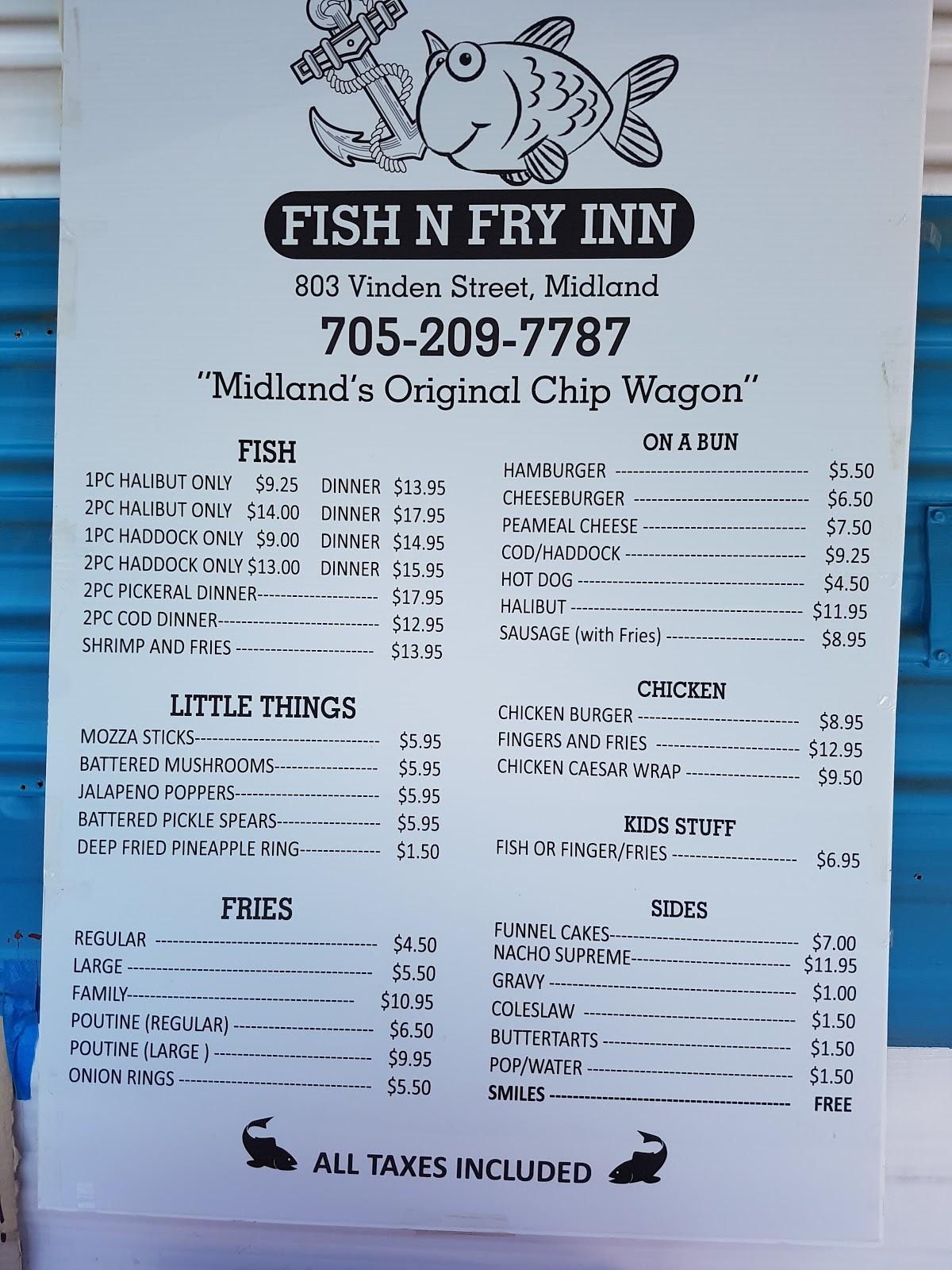 Menu at Fish N' Fry Inn restaurant, Midland, 803 Vindin St