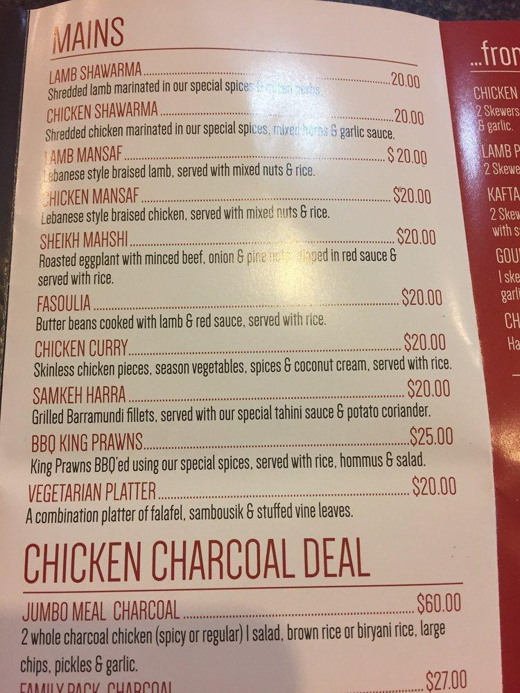 Menu at The Little Lebanon Joondanna cafe, Joondanna, 13A Wanneroo Rd