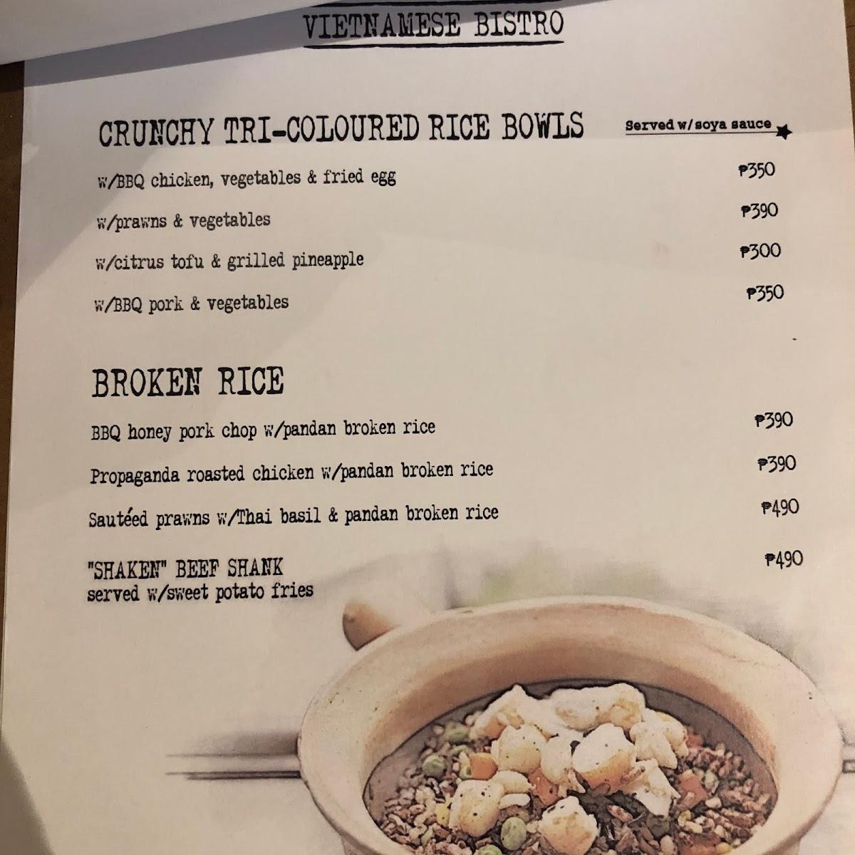 Menu at Propaganda Vietnamese Bistro restaurant, Makati, Level 2