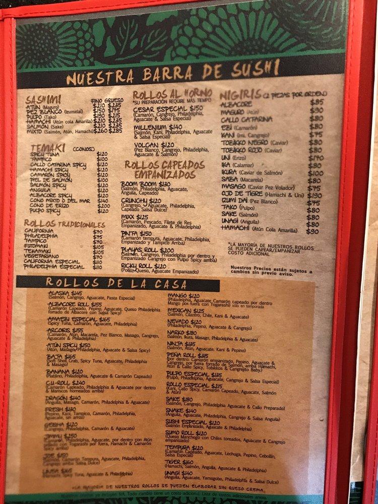Carta del restaurante AKI Sushi, Tijuana, Plaza MiraMar