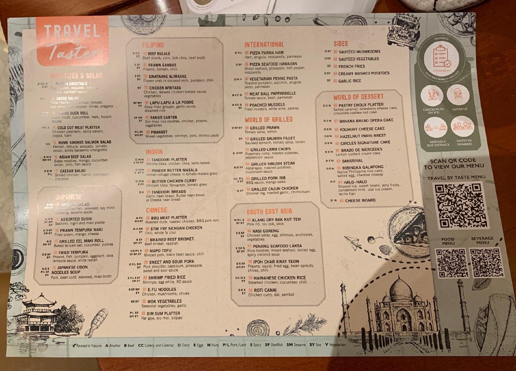 Menu at Makati Shangri-La restaurant, Makati, Ayala Ave