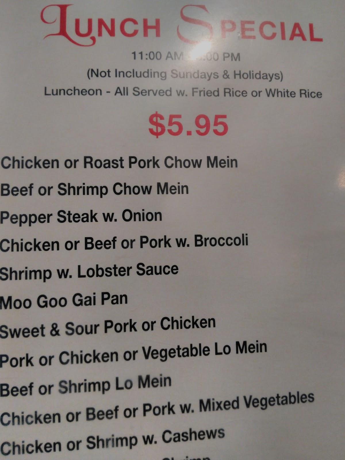Menu at Panda Restaurant, Berkeley Springs