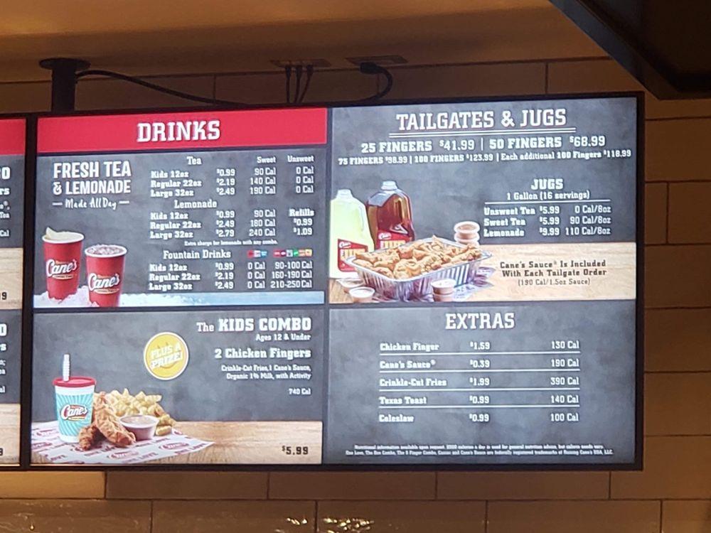 Menu at Raising Cane's Chicken Fingers fast food, Garden Grove