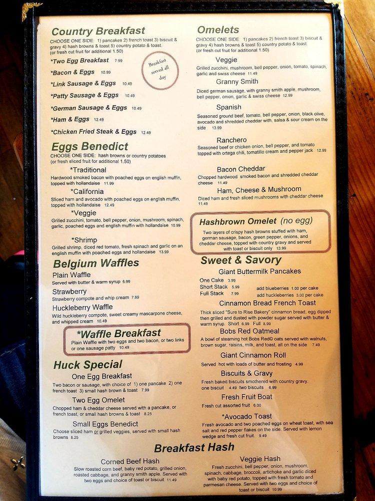 Menu at The Wild Huckleberry restaurant, Wenatchee