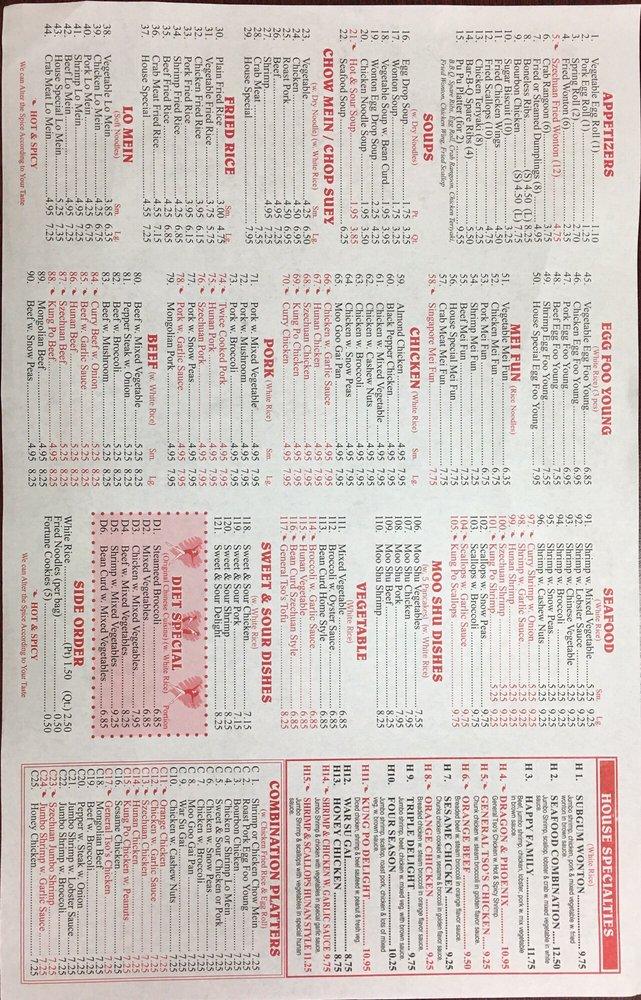 Menu at Chen Garden restaurant, La Grange