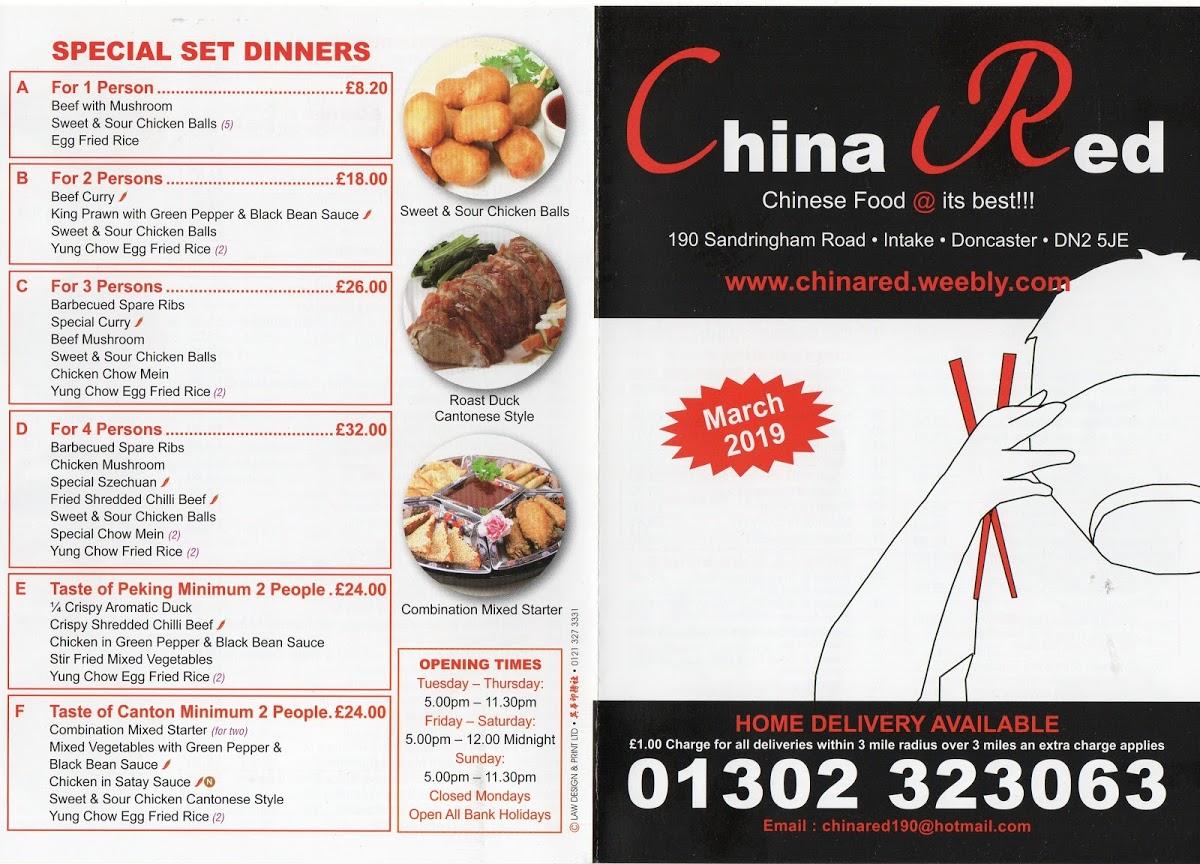 Menu at China Red fast food, Doncaster