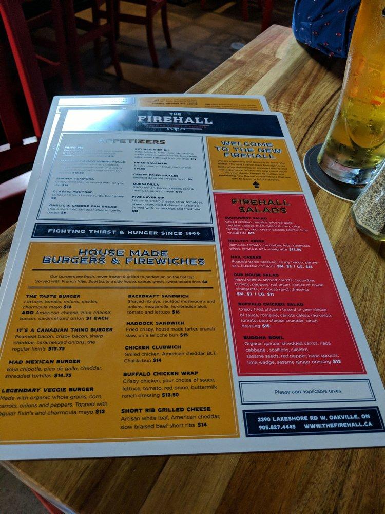 Menu at The Firehall pub & bar, Oakville