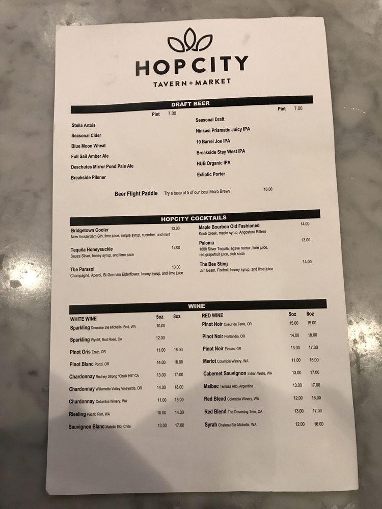 Menu at HopCity Tavern + Market pub & bar, Portland
