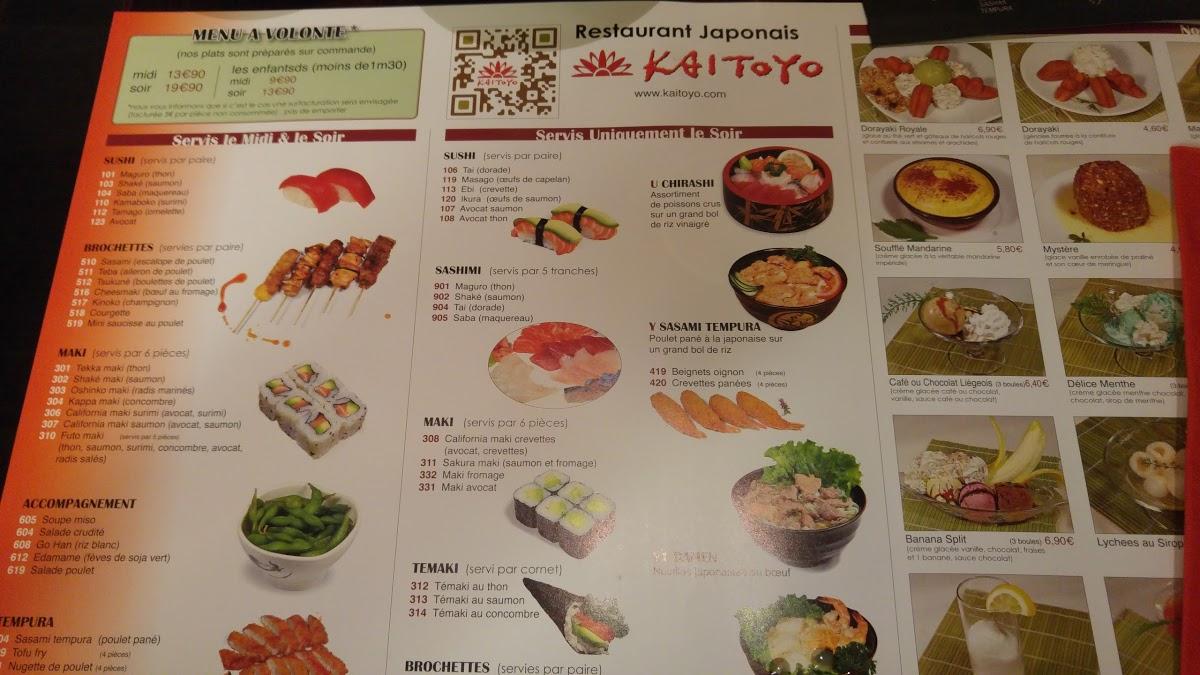 Menu at Kaitoyo restaurant, Coignières