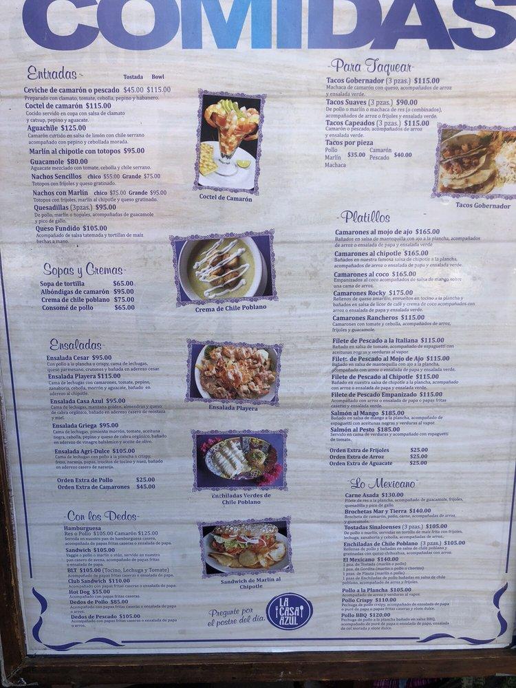 Carta del pub y bar LA CASA AZUL, Mazatlán, De Las Garzas 18