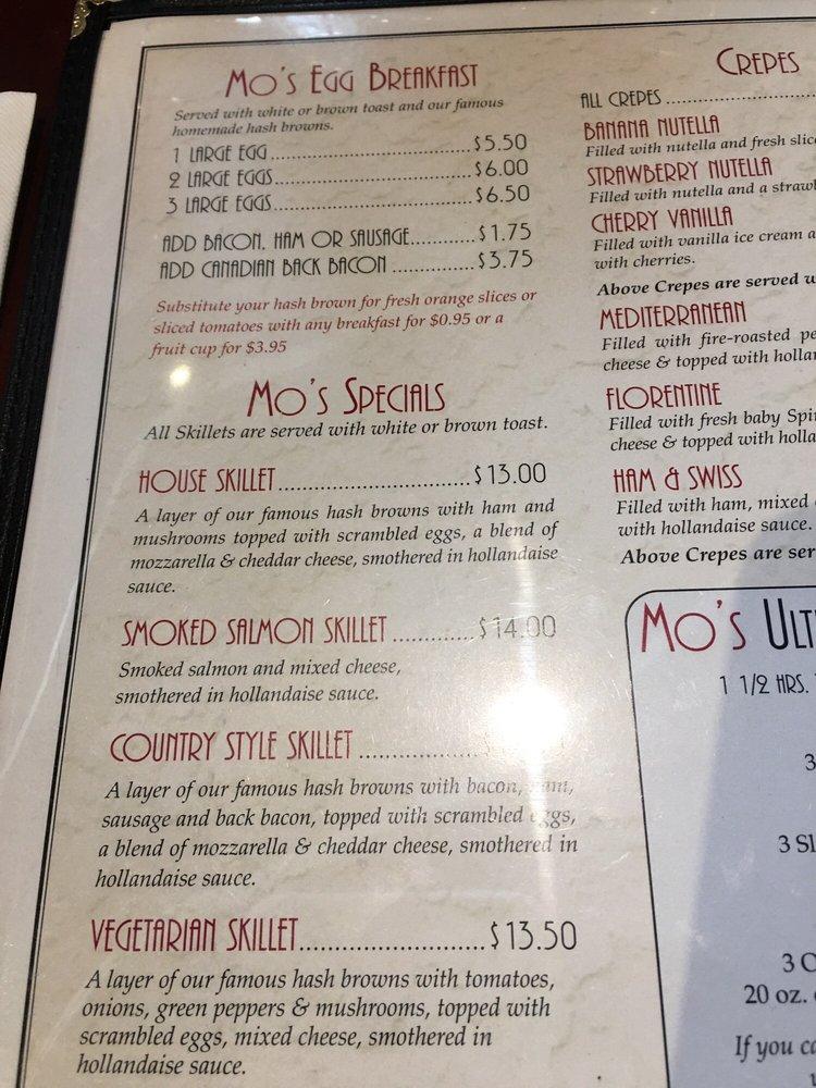 Menu at Mo's Family Restaurant, Oakville