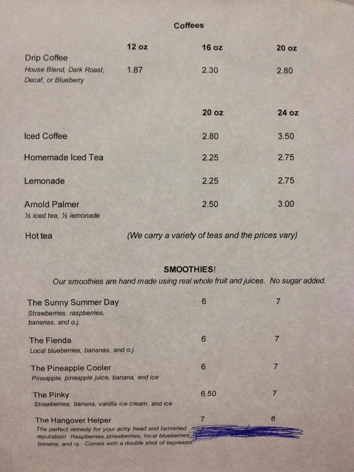 Menu at The Independent Cafe, Bar Harbor