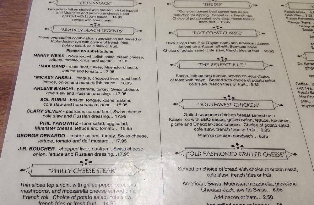Menu at Weiss Deli restaurant, Henderson