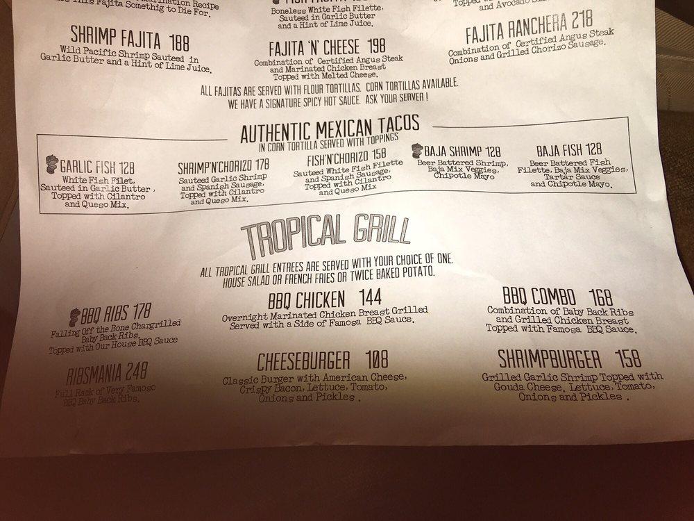 Menu at Republic, Puerto Vallarta, Basilio Badillo 188