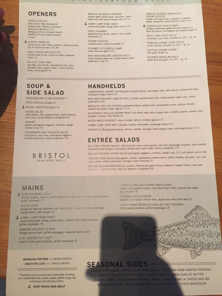 Menu at Bristol Seafood + Steak + Social pub & bar, Kansas City, 51 E ...