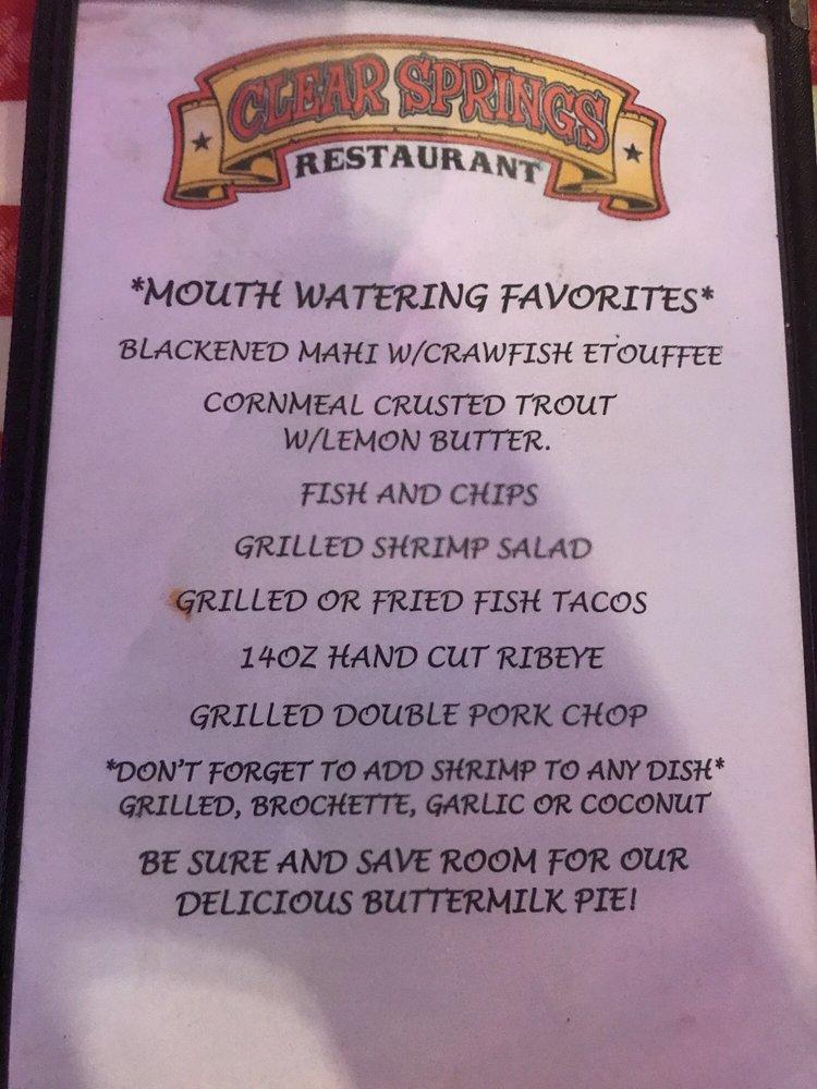 Menu at Clear Springs Restaurant, New Braunfels, TX-46