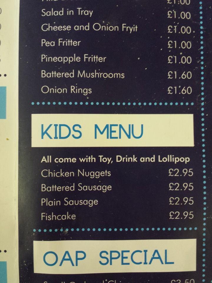 Menu at Cod Almighty restaurant, Southampton