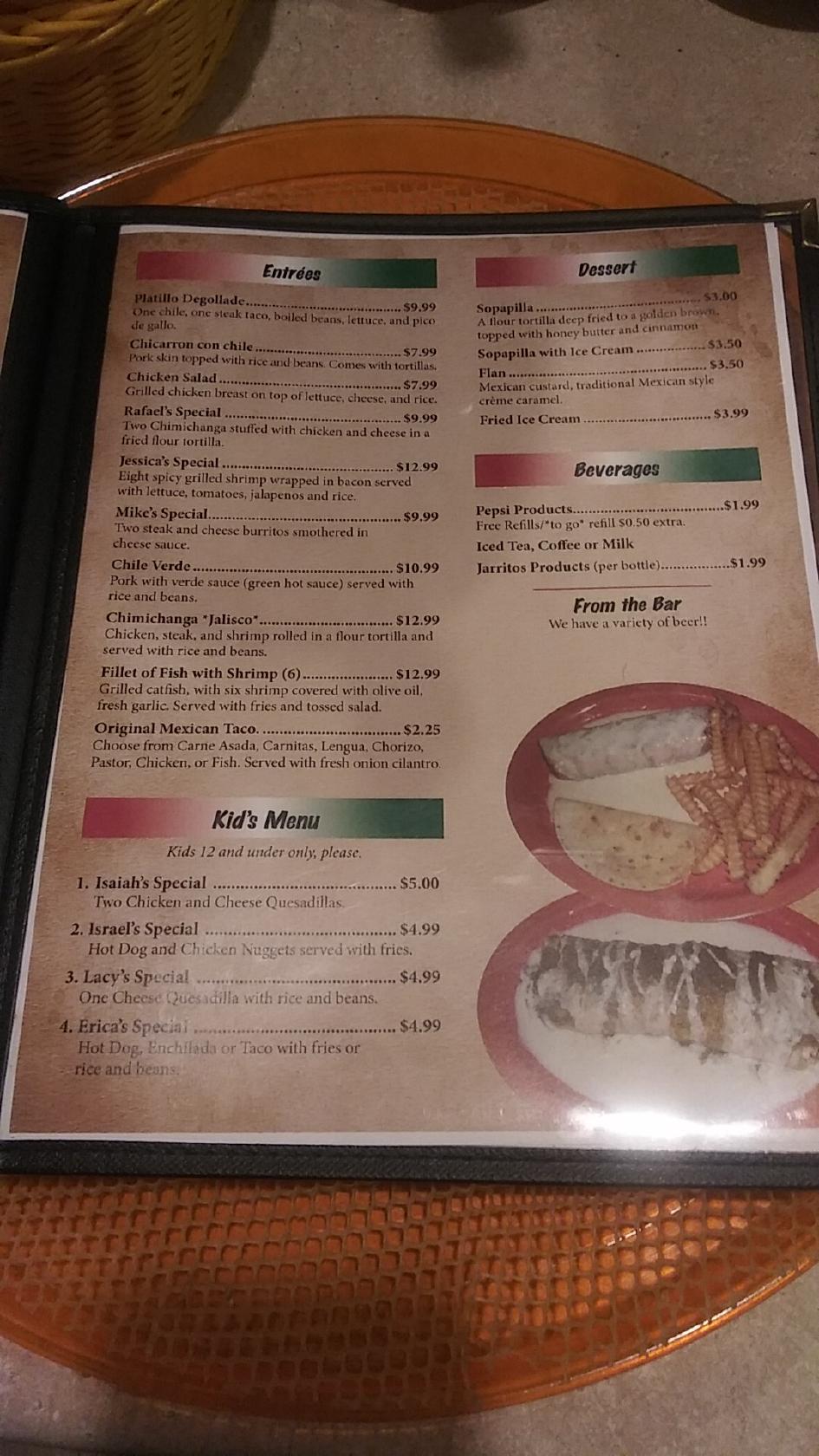 Menu at Los Dos Amigos restaurant, Nicholasville, 107 Edgewood Dr