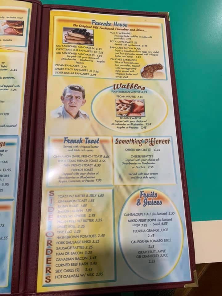Menu at Mayberry Cafe, Elkhart