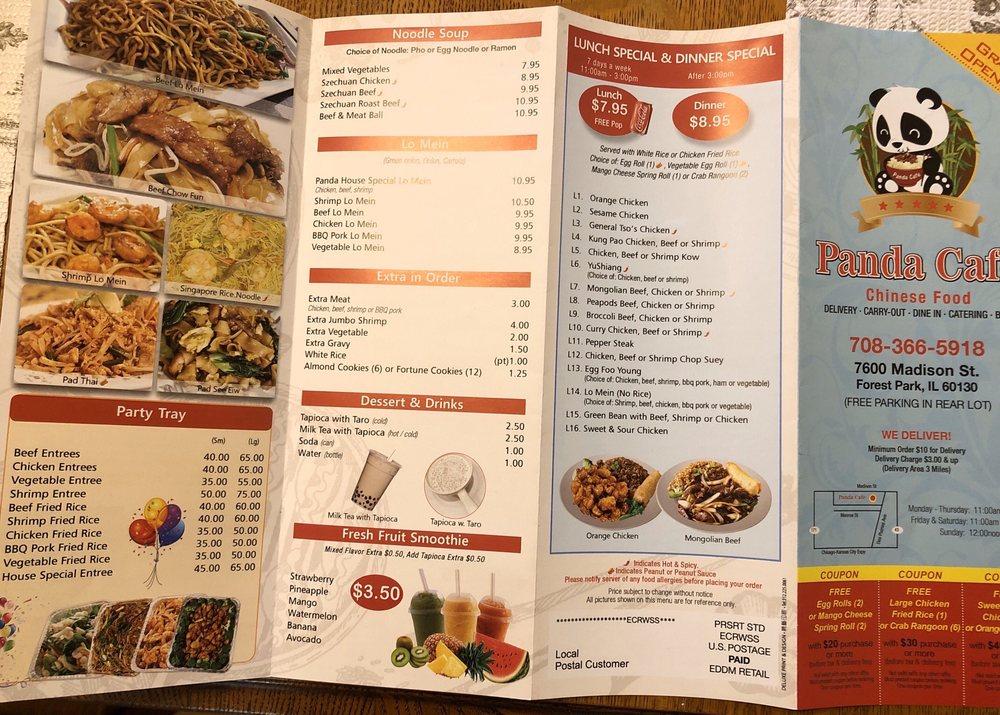 Menu at Panda Cafe, Forest Park