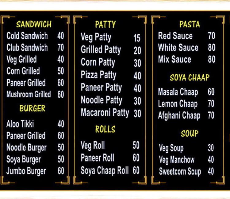 Menu at Sip and Snack, Kansal
