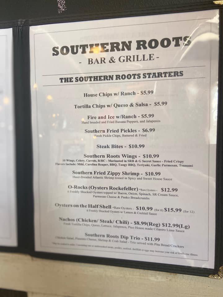 Menu at Southern Roots Bar & Grille, Monroe