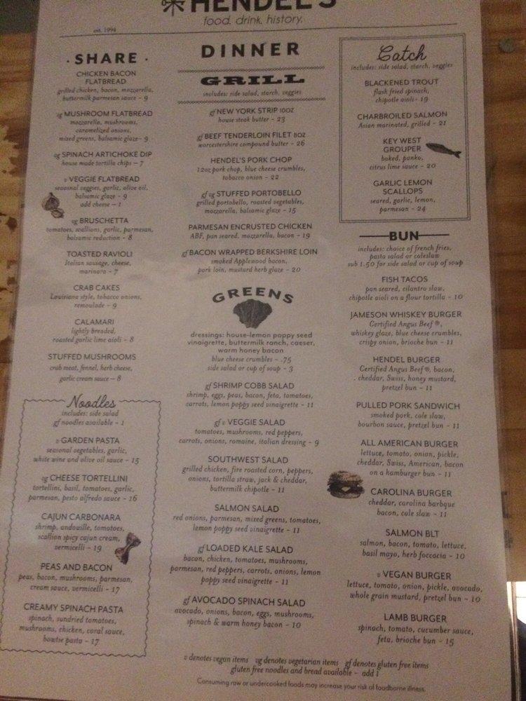 Menu at Hendel's pub & bar, Florissant