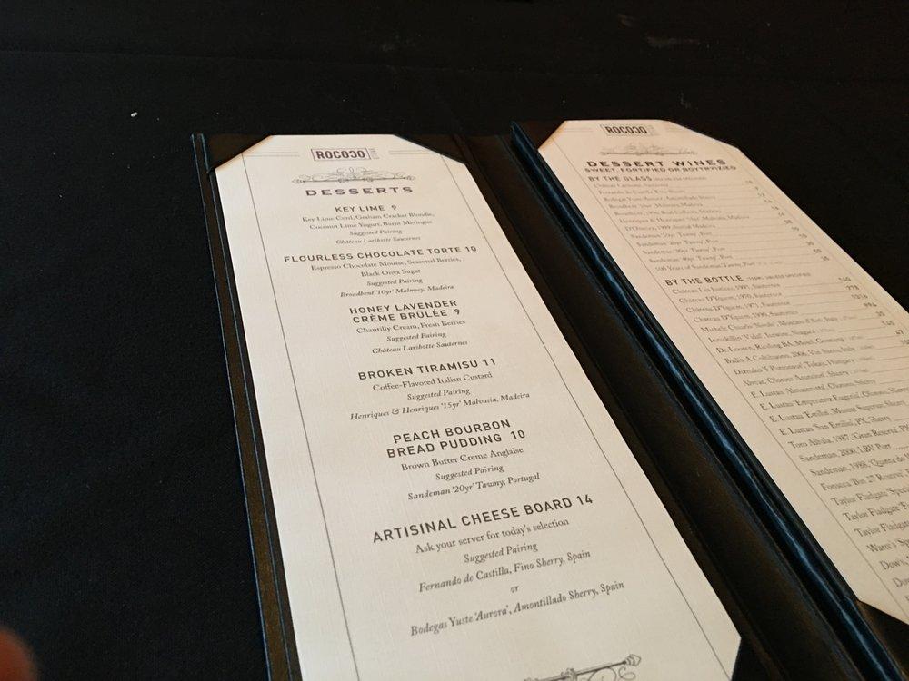 Menu at Rococo Steak steakhouse, Saint Petersburg