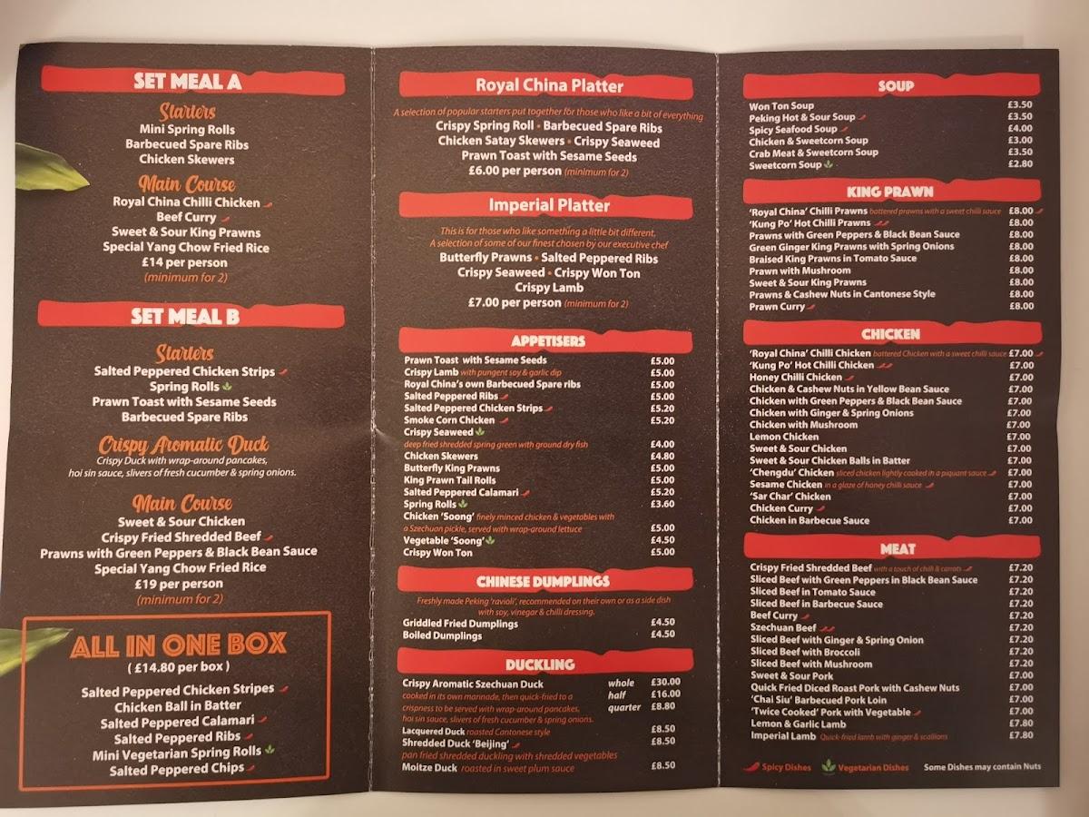 Menu at Royal China Restaurant, Peterculter