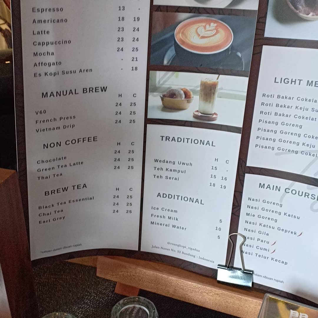 Menu at Ruang Kopi Tigadua cafe, Bandung