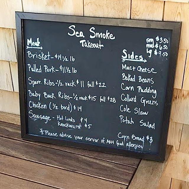 Menu at Sea Smoke Barbecue, Oak Bluffs