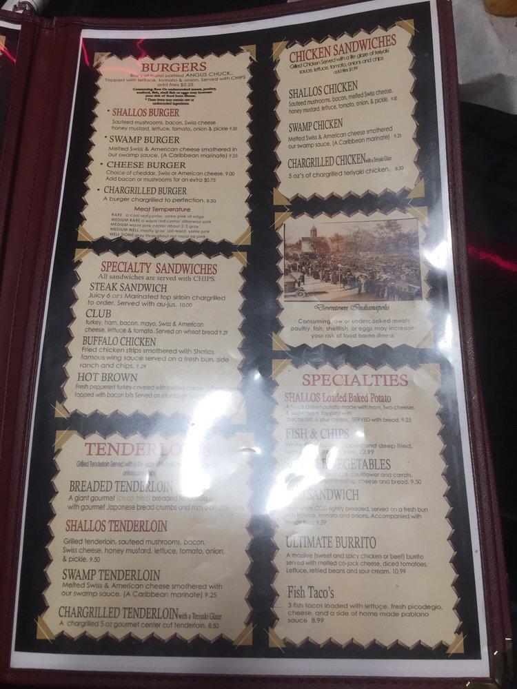 Menu at Shallo's Antique Restaurant & Brewhaus, Indianapolis