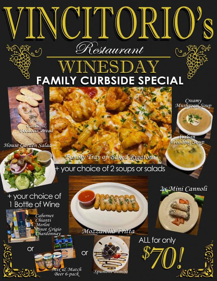 Menu at Vincitorio's Restaurant, Tempe