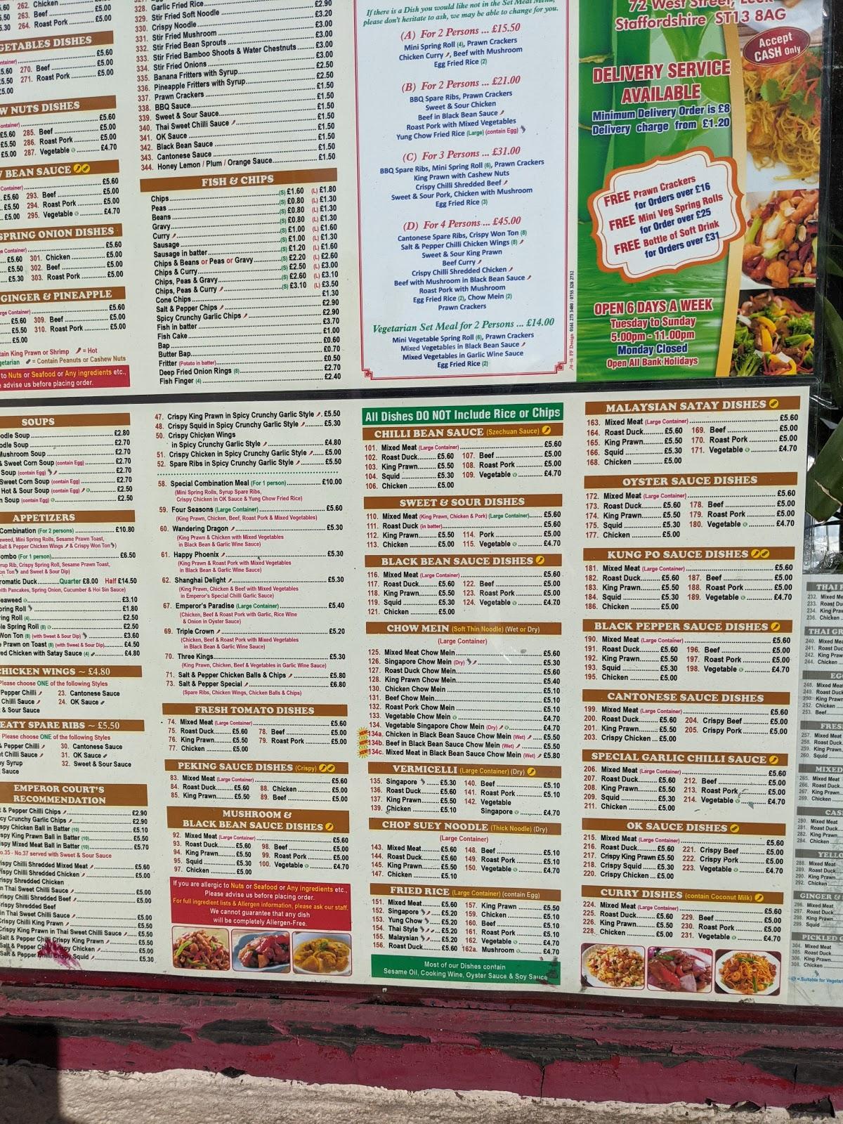 Menu at Emperors's Court fast food, Leek