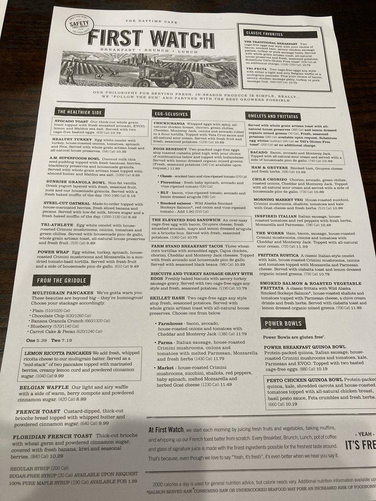 Menu at First Watch cafe, Richmond, 11721 W Broad St