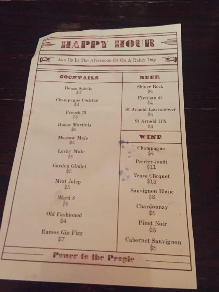 Menu at Parliament pub & bar, Dallas
