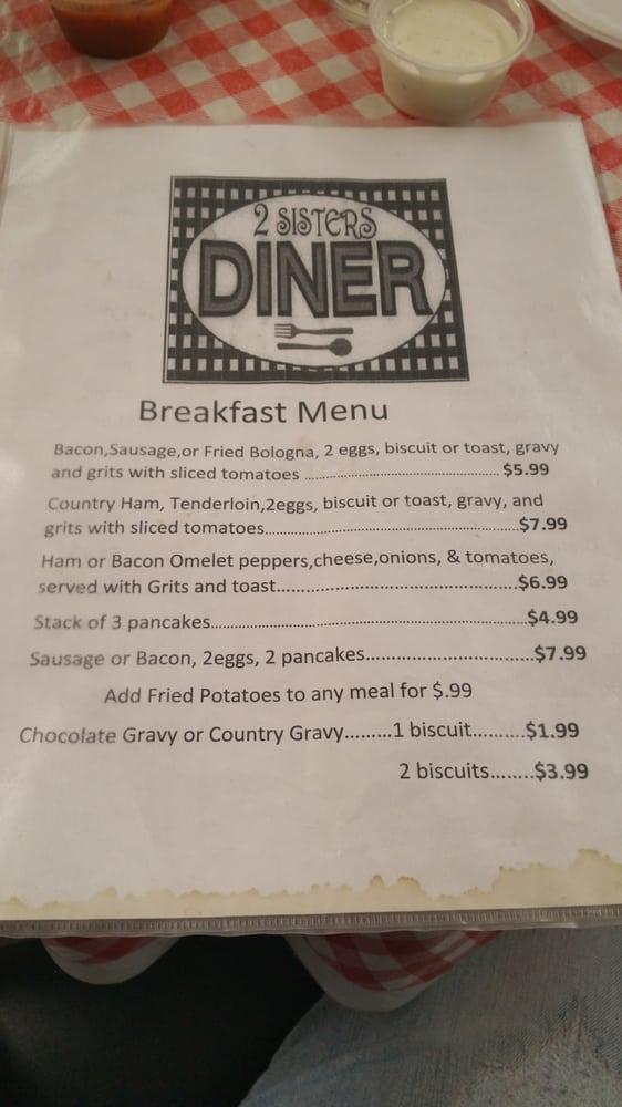 Menu at 2 Sisters Diner desserts, New Albany