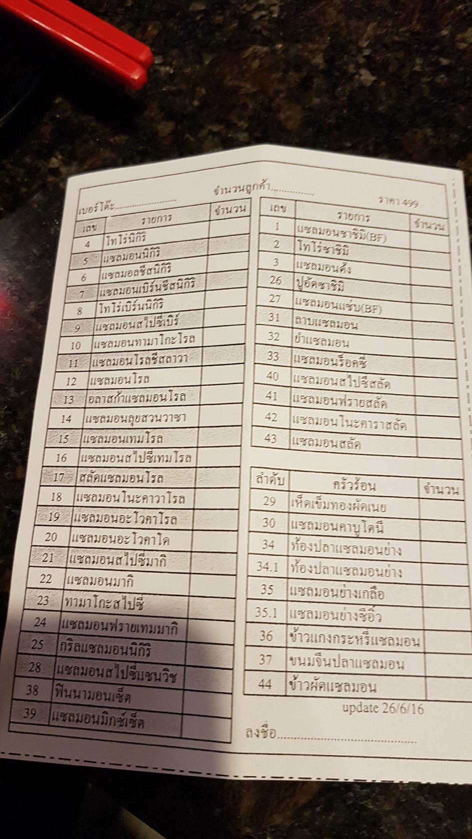 Menu at Fin Shabu Buffet restaurant, Pattaya City, Sukhumvit Rd.