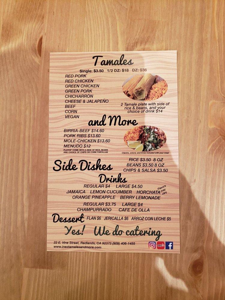 Menu at Ines Tamales & More restaurant, Redlands